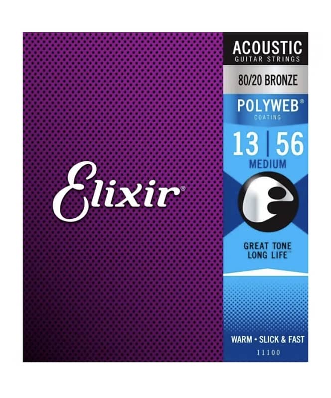 Elixir Polyweb 13/56 acoustic coated strings | Reverb