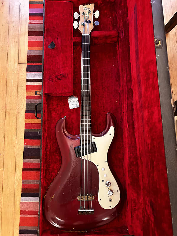 Vintage Mosrite The Ventures Bass 1965-1966 Candy Apple Red | Reverb