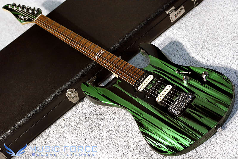 Suhr Custom Modern HSH - Green Drip w/Double Oval Inlay & | Reverb