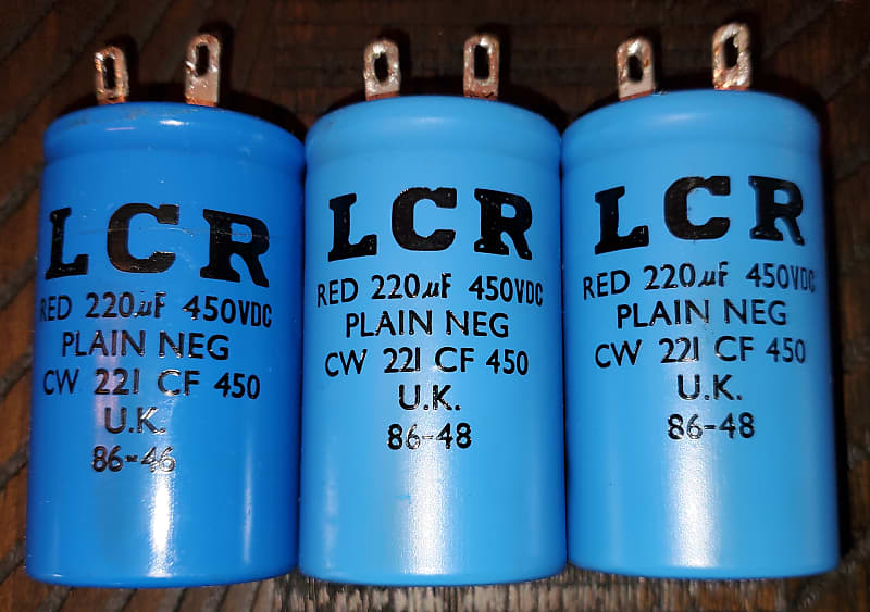 Vintage (3) LCR 220uf 450v 1986 Capacitors Blue | Reverb