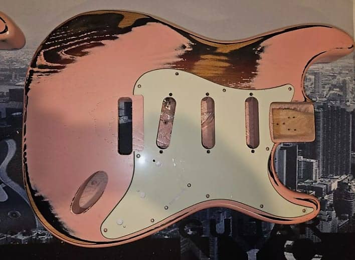 Ash Nitro "Refinish Relic" Shell Pink/Sunburst Guitar Body | Reverb