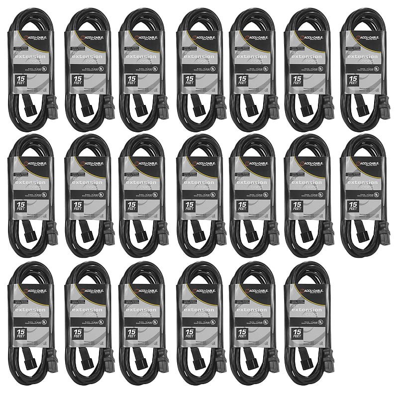 (20) ADJ ECCOM-15 Black 15FT IEC-Male-to-IEC-Female Power | Reverb