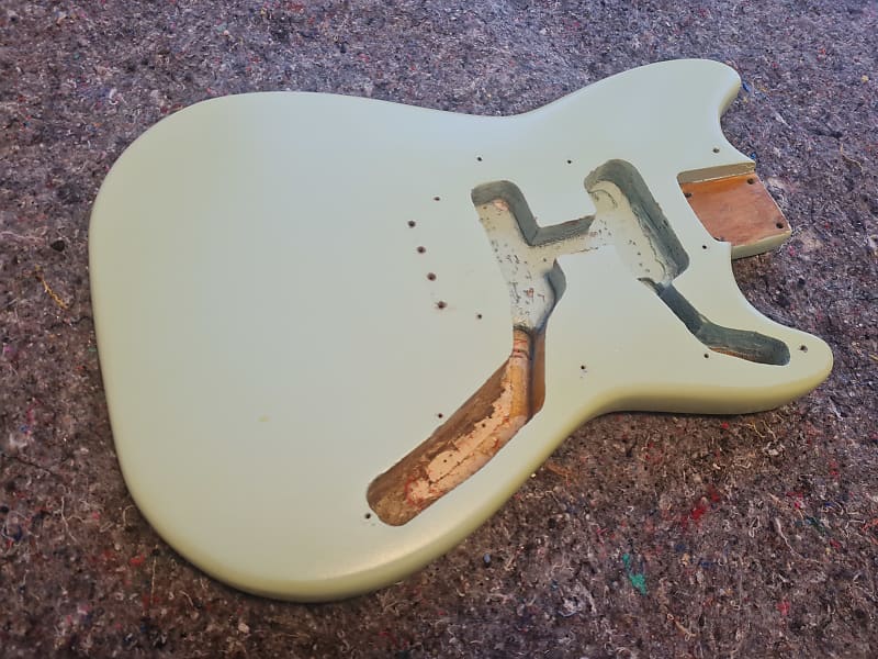 1962 1963 Fender Musicmaster Duo Sonic guitar body Sonic Blue | Reverb