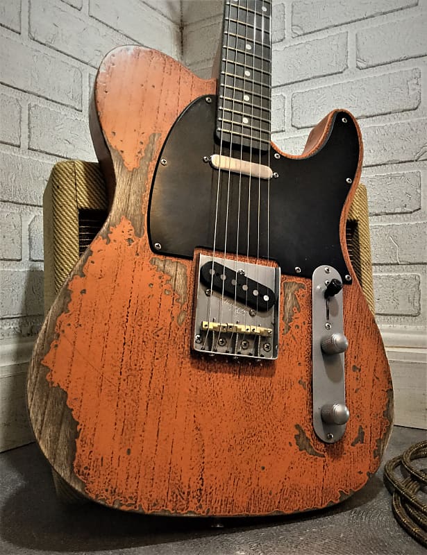 USA Relic Tele Style Electric Guitar Road Worn Orange by | Reverb