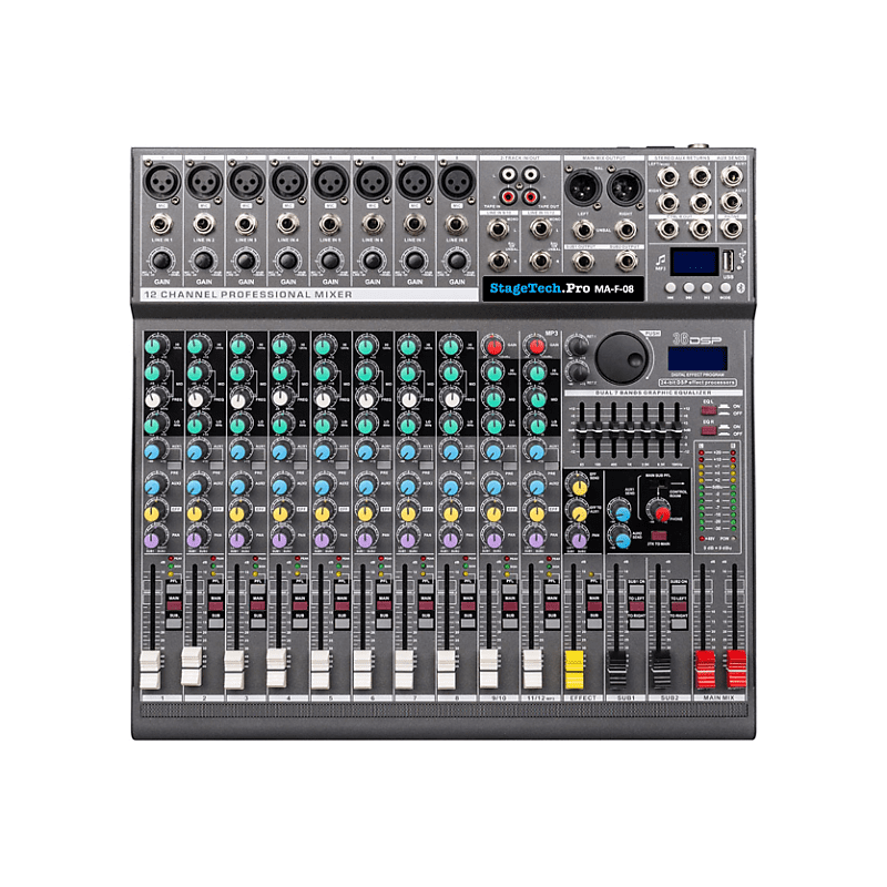 StageTech.Pro MAF-08 - 8 mic pre + 2 stereo line mixer | Reverb