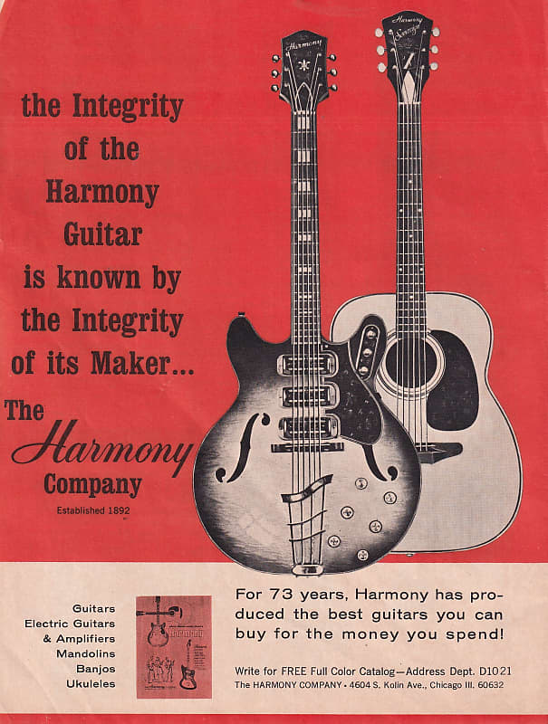 HARMONY H-75 SOVEREIGN 1966 VINTAGE FULL PAGE AD | Reverb