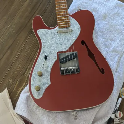 Custom Built Telecaster 2021 Glitter Red With White Binding | Reverb