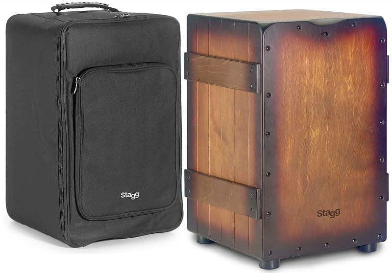 Stagg Standard-sized Crate cajon w/ sunburst brown finish | Reverb