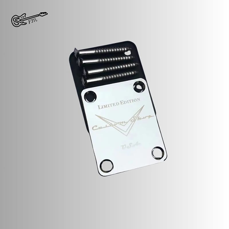Chrome USA Fender Custom Shop Logo Neck Backplate (Fits | Reverb