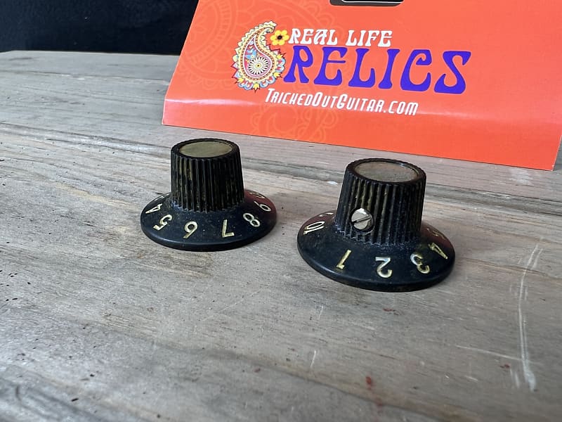 Real Life Relics Aged Black Witch Hat Knobs Silver Top Set | Reverb
