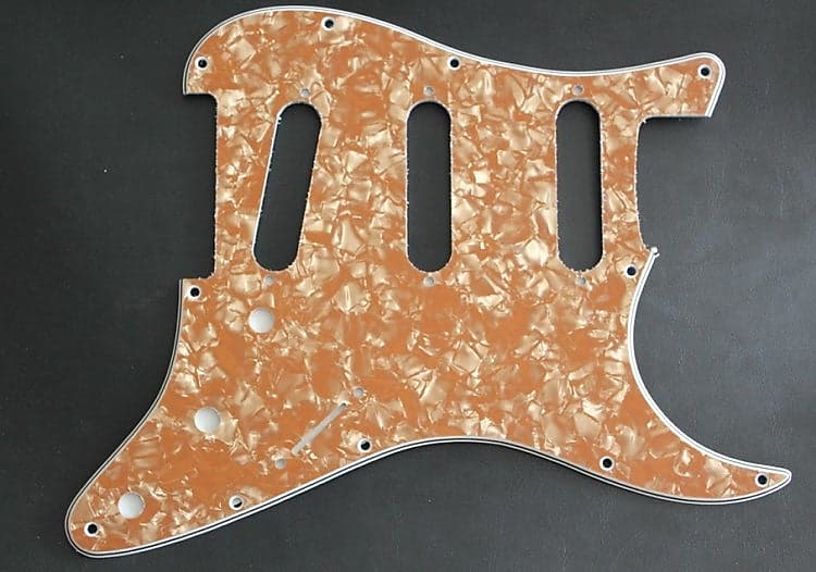 Stratocaster Standard pickguard 3ply Yellow Pearl fits fender | Reverb