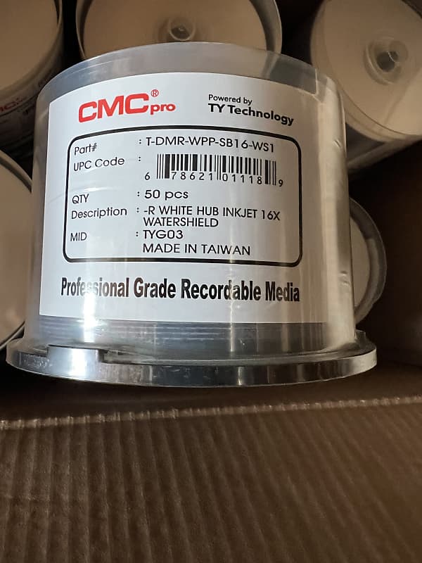 CMC Pro Watershield Glossy White Inkjet Hub 16X DVD-R CASE OF | Reverb