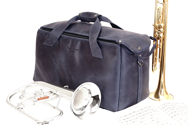 MG Leather Work Double/Triple Trumpet Bag Crazy Horse Dark | Reverb
