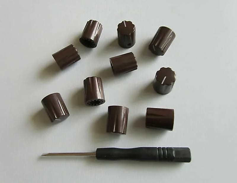 Brown 10 Piece Guitar AMP Amplifier Control Knobs | Reverb