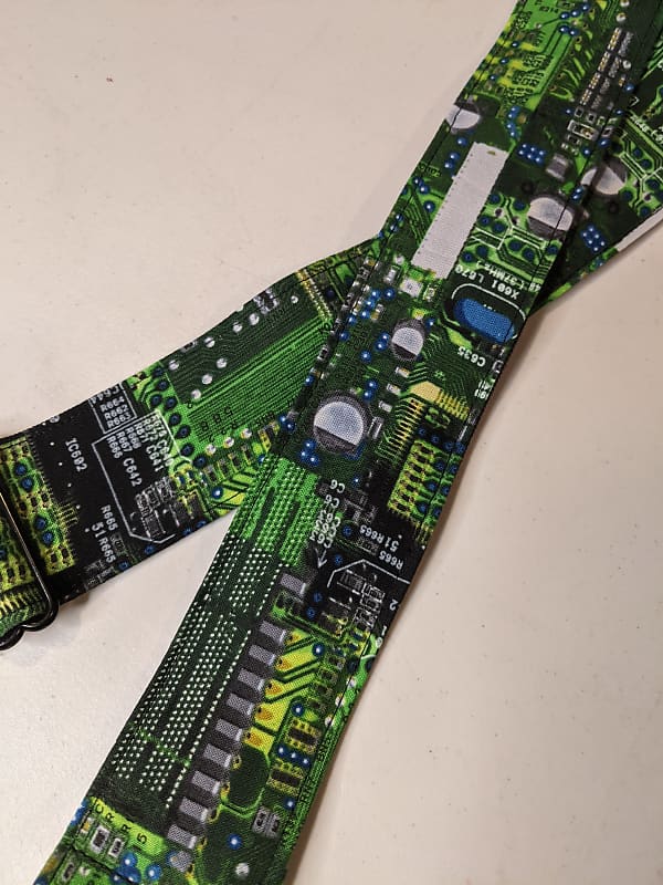 Circuit board print handmade guitar strap | Reverb UK