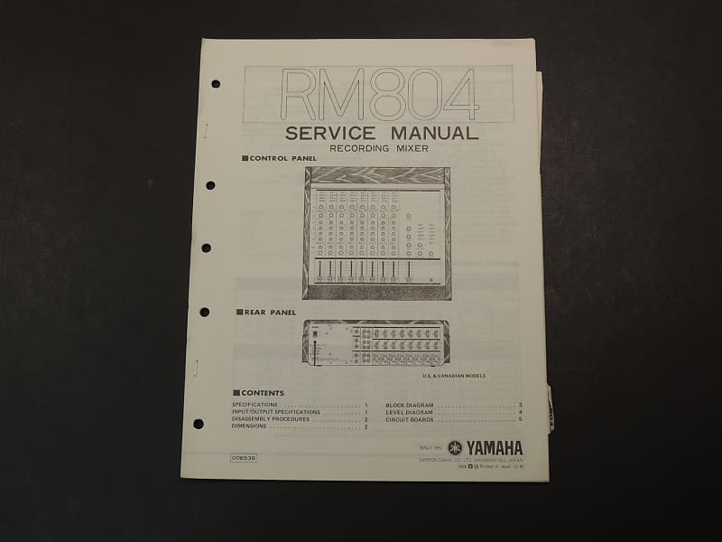 Yamaha RM804 Service Manual [Three Wave Music] | Reverb
