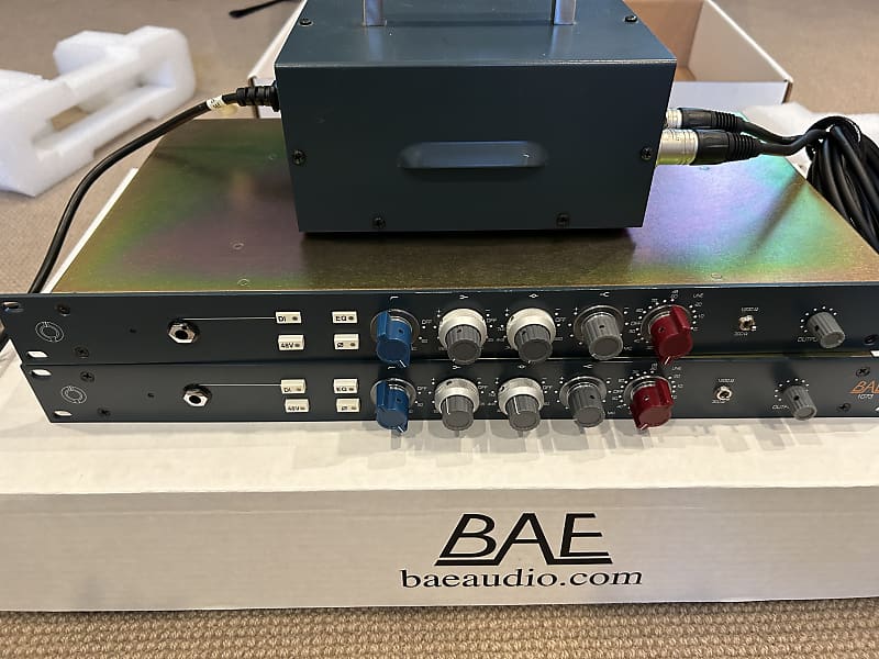 BAE 1073 Mic Pre/EQ Stereo Pair w/Power Supply MINT | Reverb