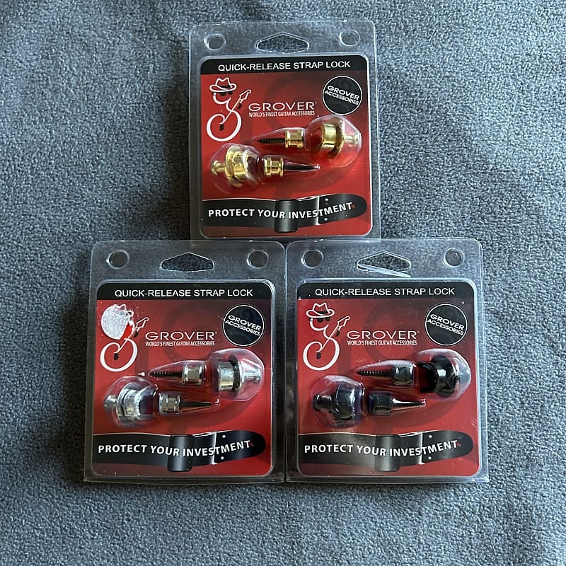 Grover Quick Release Strap Lock Lot of 3 in Gold-Chrome-Black | Reverb