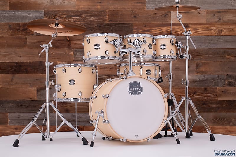 MAPEX MARS MAPLE 6 PIECE FUSION DRUM KIT, NATURAL SATIN WOOD | Reverb