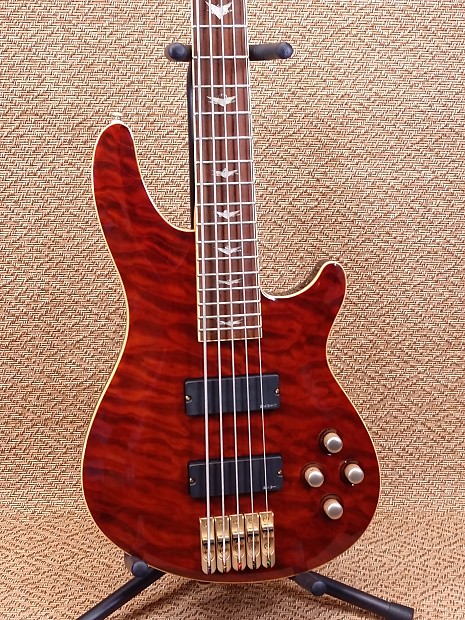 Schecter C-5 Deluxe Active 5-String Bass Crimson Red | Reverb France