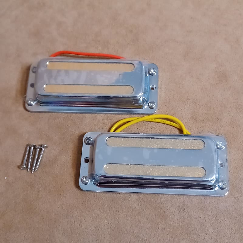 Set of Gold Foil Toaster Slot Guitar Pickups Chrome Pair NICE | Reverb