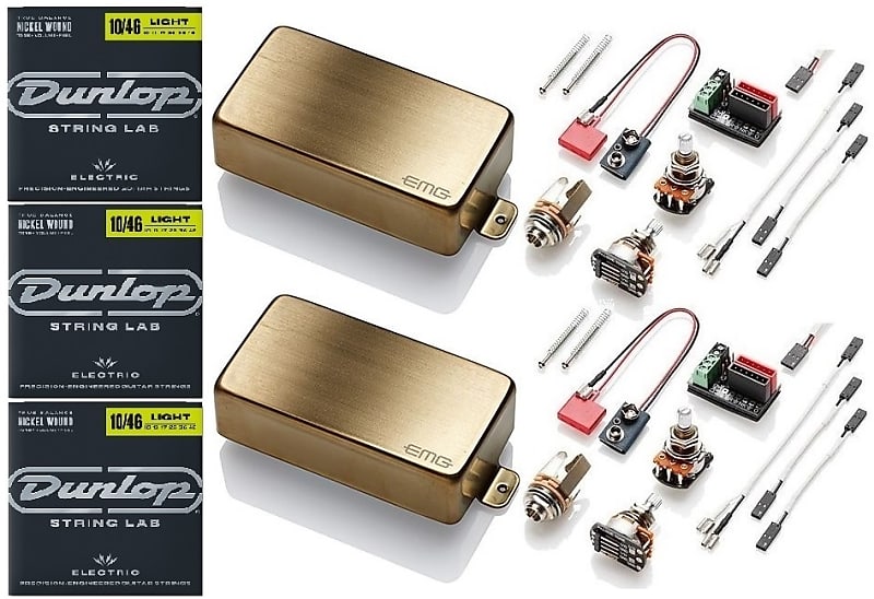EMG 81 + 85 BRUSHED GOLD ACTIVE HUMBUCKER GUITAR PICKUP SET | Reverb