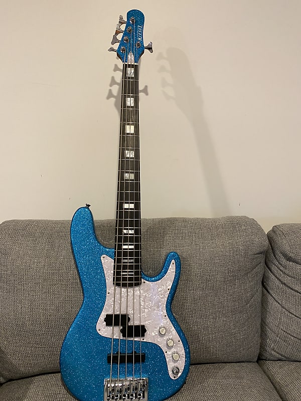 Kiesel PB5 Bass 2020 - Aqua Blue with Metallic Flake finish | Reverb