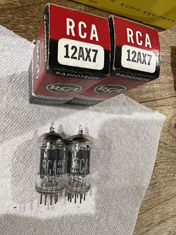 A MATCHED PAIR OF RCA 12AX7/ECC83 LONG BLACKPLATE NOS/NIB VAC | Reverb