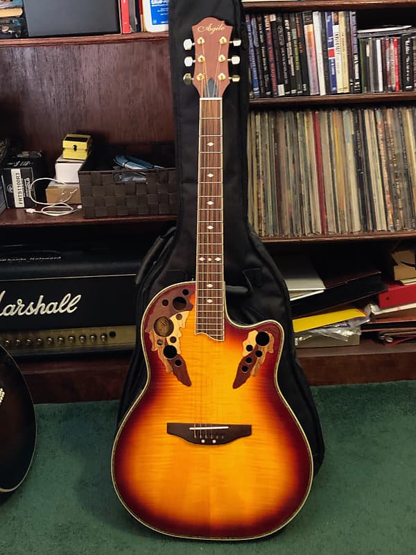 Agile HRB-500 ASB Acoustic Electric Guitar Quilted Tobacco | Reverb