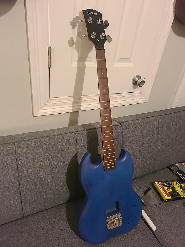 Stagg EB 0 SG Style Bass Red And Blue Relic | Reverb