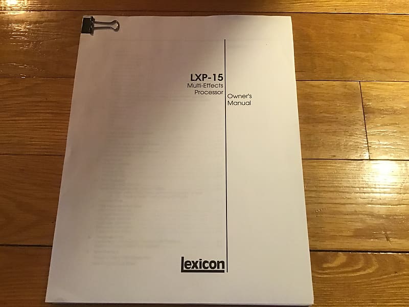 Lexicon LXP-15 Manual | Reverb