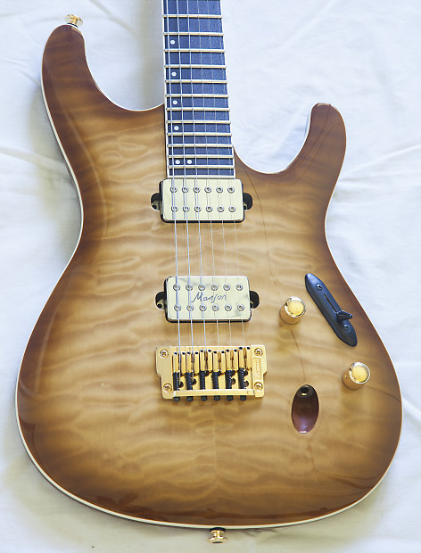 Ibanez S5521Q in Wild Pilsner Burst with Manson MBK-3 | Reverb
