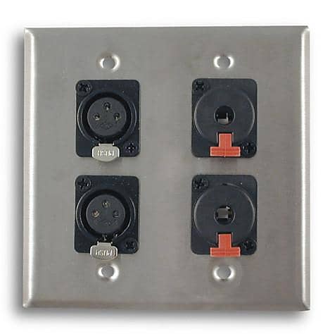 Dual Gang Stainless Steel Wall Plates with Two XLR Female/Two | Reverb