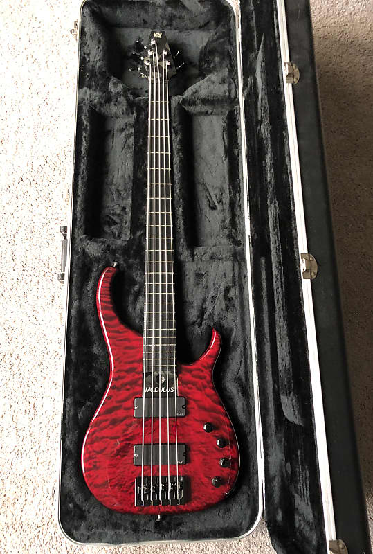 Modulus Quantum 5 Q5 5-string Bass 2002 Trans Red with EMG | Reverb