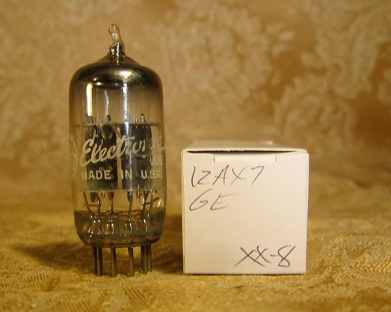 Vintage GE 12AX7 Vacuum Tube Short Gray Plates Halo Getter | Reverb