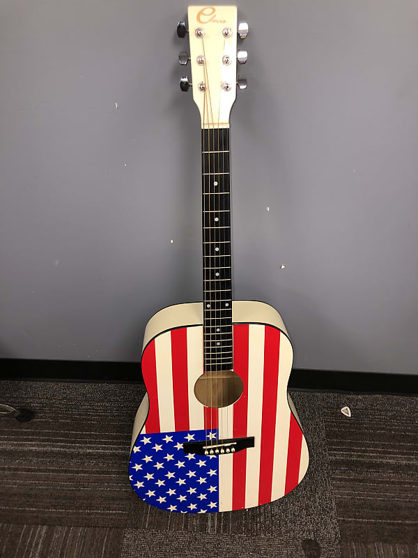 Eleca DAG-5 American Flag Dreadnought Acoustic Guitar | Reverb