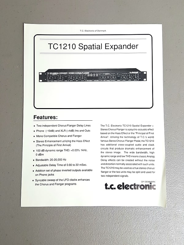 TC Electronic TC1210 Spatial Expander - Original Cut Sheet | Reverb