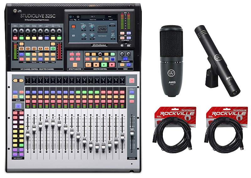 Presonus STUDIOLIVE 32SC 32-Channel/22-Bus Mixer + (2) AKG | Reverb