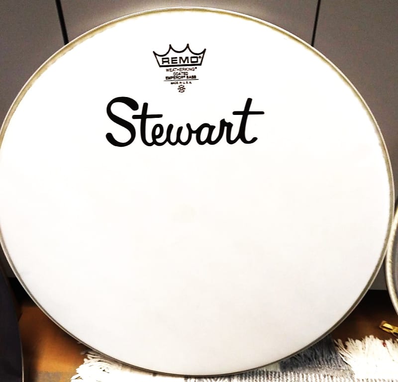 Stewart Logo 22" Bass Drum Head 1990s? - White | Reverb