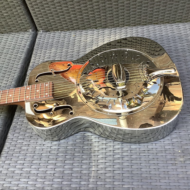 Epiphone Dobro Hound Dog M-14 - Chrome metal body resonator | Reverb