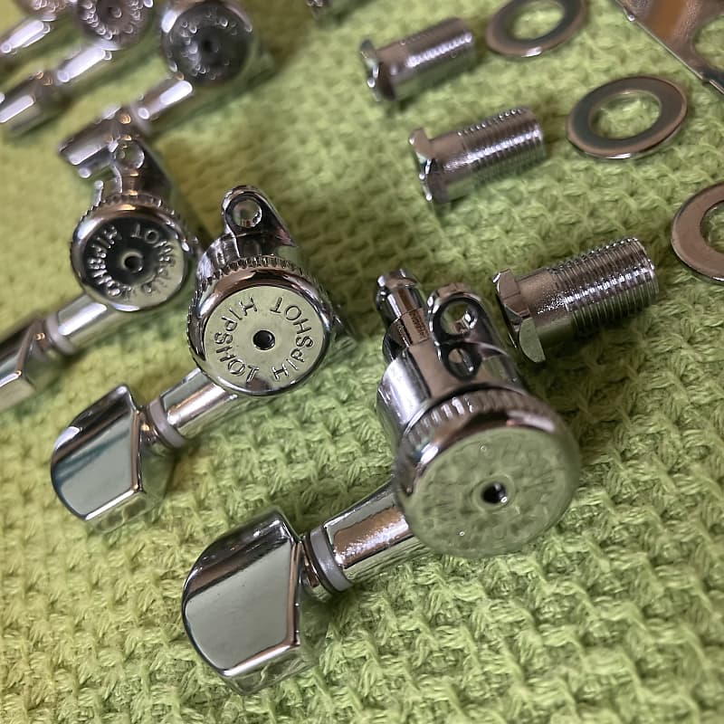 Hipshot Locking 6-In-Line Staggered Tuner Set - Chrome | Reverb