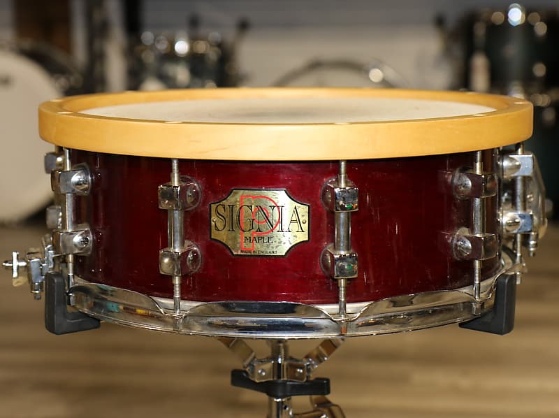 Used Premier Signia Snare Drum 14x5.5 Cherry Red Lacquer | Reverb UK