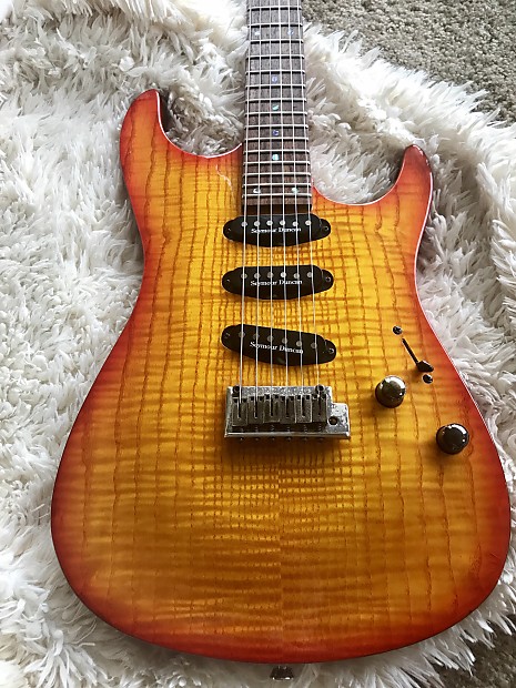 2004 Fender Showmaster FAT SSS Flame Ash Top Electric Guitar | Reverb