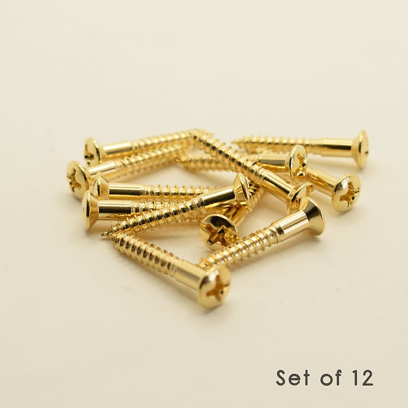 Gold Steel Tele Bridge Screws 3.5mm x 25mm - 12 | Reverb