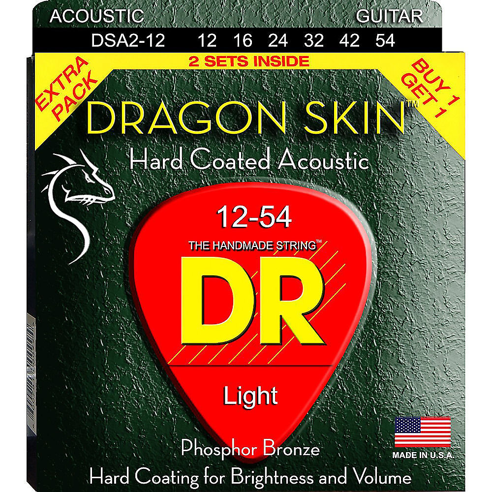 DR DSA-2/12 Dragon Skin Acoustic Guitar Strings - Medium | Reverb UK