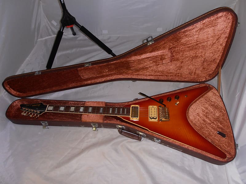 Ibanez RR550 1983 Flying V X Series Rocket Roll Cherry Burst | Reverb