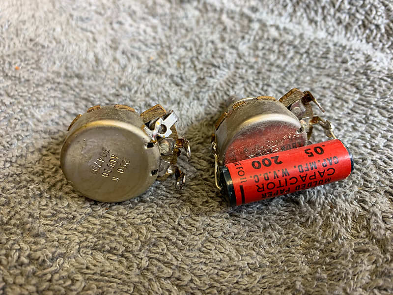 Stackpole 250k Telecaster Pot Set with Red Astron 1957 | Reverb