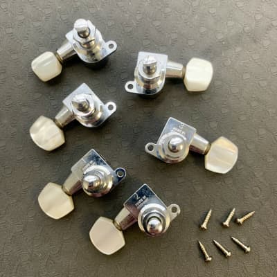 Set of 6 Schaller 4x2 M6LA Tuners with Pearl Buttons For 90s | Reverb