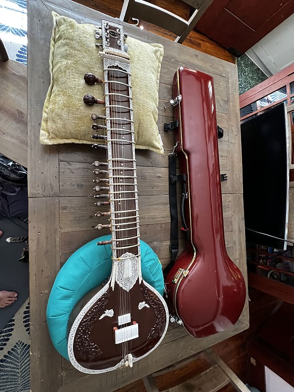 Kanai Lal & Sons Electric Travel Sitar 2018 Natural Tun | Reverb