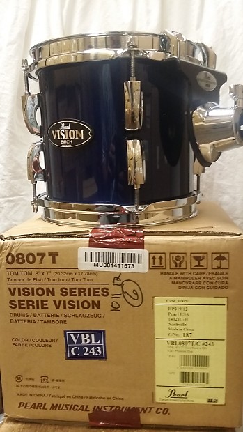 Pearl Vision VBL Prussian Blue Birch 8x7 Tom Drum - SHIPS | Reverb